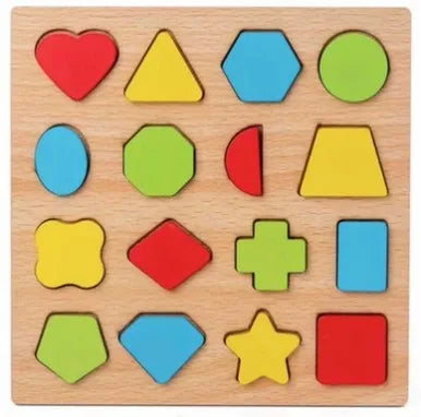 Montessori Wooden Block Puzzle Toys For Children Geometric Shape Color ...