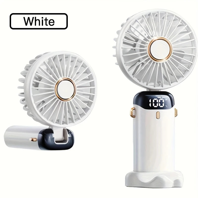 Portable Mini Fan With 6 Speeds LED USB Rechargeable Charging Small Fo ...